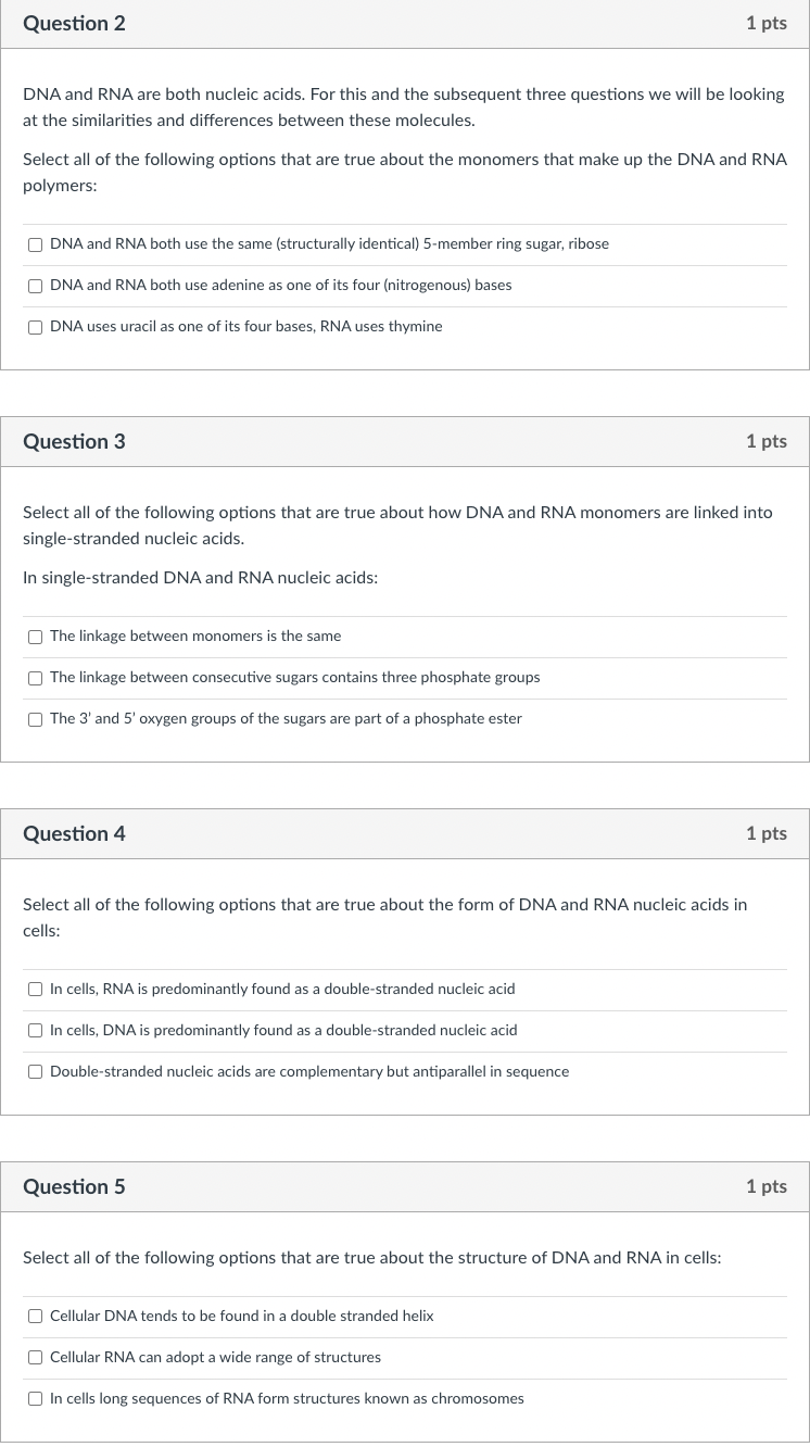 DNA and RNA are both nucleic acids. For this and the | Chegg.com