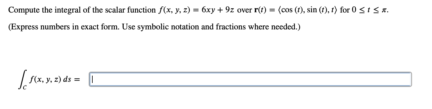 Solved Compute the integral of the scalar function | Chegg.com