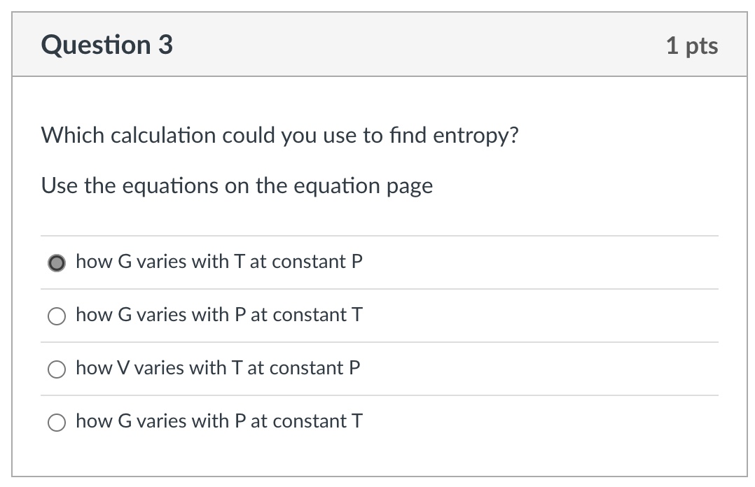 Solved Which calculation could you use to find entropy? Use | Chegg.com
