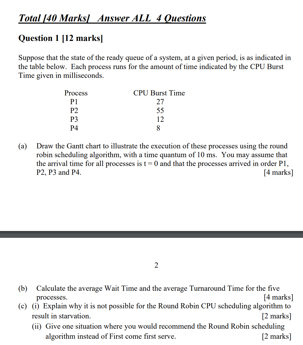Solved Suppose that the state of the ready queue of a | Chegg.com