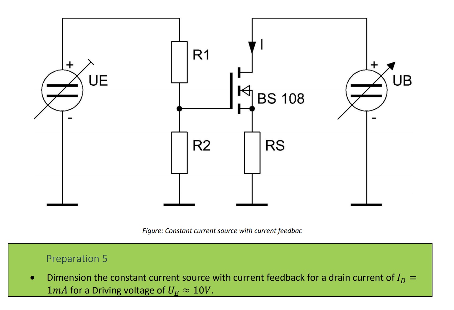 Figure: Constant current source with current feedbac | Chegg.com
