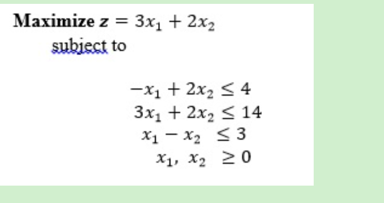 Solved Maximize z = 3x1 + 2x2 subject to -X1 + 2x2