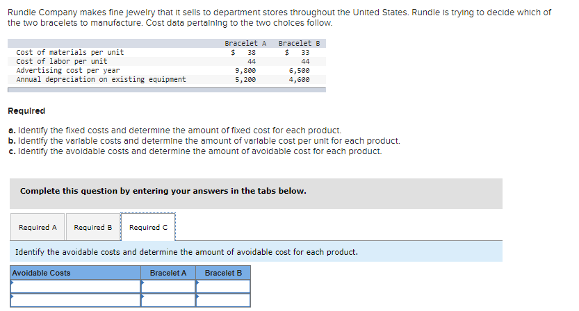 Solved Rundle Company makes fine jewelry that it sells to | Chegg.com