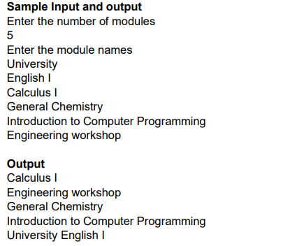 Solved To write C++ program to get the module names offered | Chegg.com