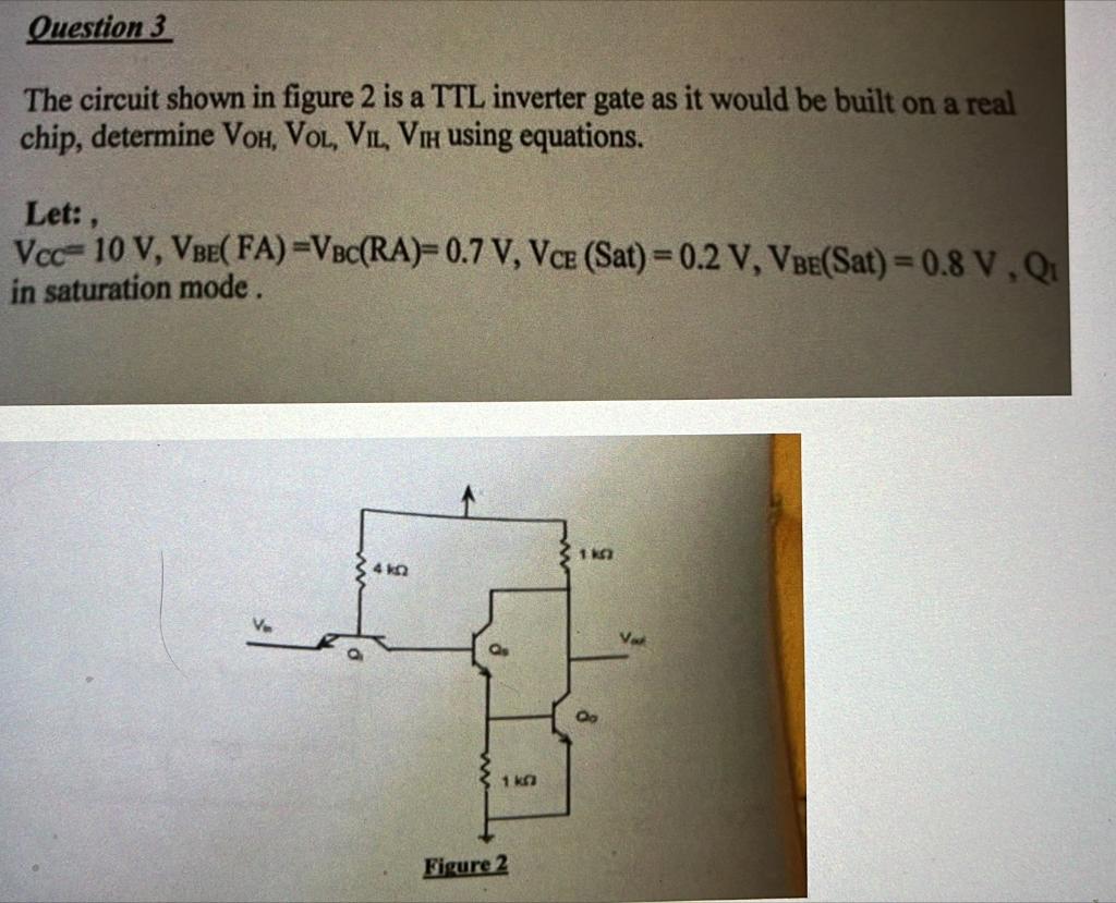 The circuit shown in figure 2 is a TTL inverter gate | Chegg.com