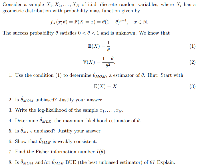 Solved a Consider a sample X1, X2, ..., Xy of i.i.d. | Chegg.com