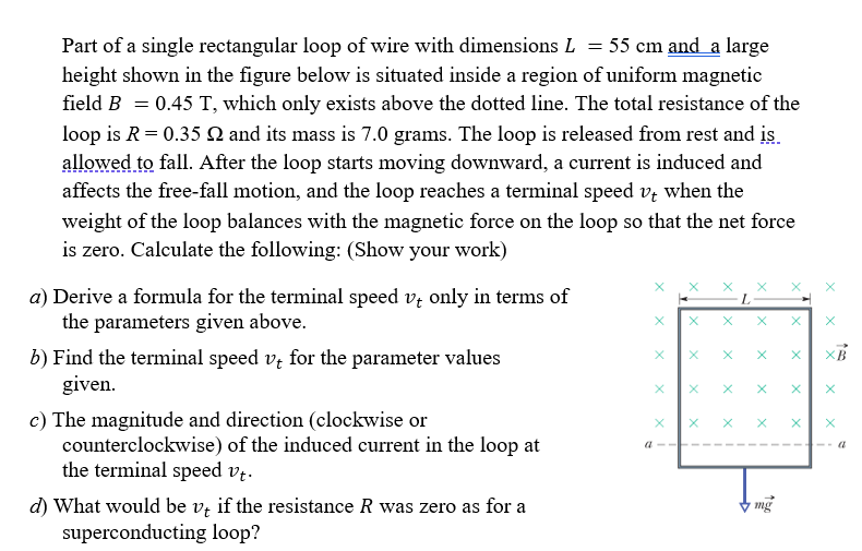 Solved Part of a single rectangular loop of wire with | Chegg.com