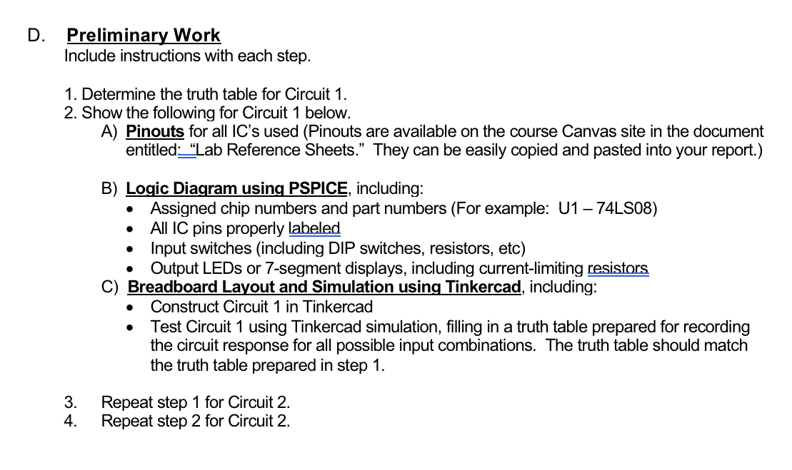 Solved Circuit 1 Circuit 2 Preliminary Work Include | Chegg.com
