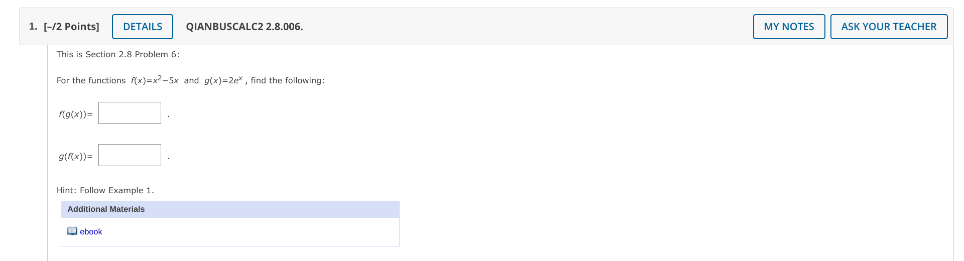 Solved This is Section 2.8 Problem 6: For the functions | Chegg.com