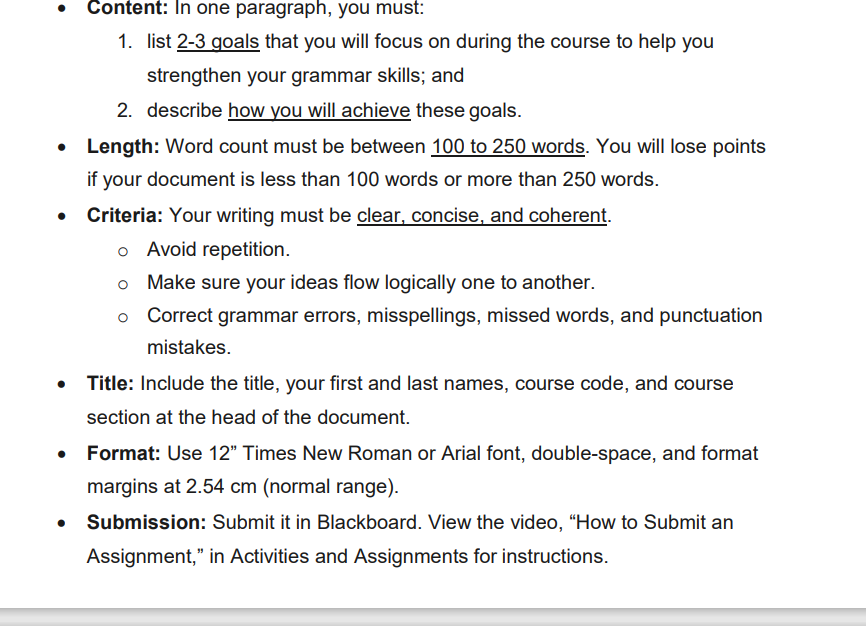 Solved - Content: In one paragraph, you must: 1. list 2-3 | Chegg.com