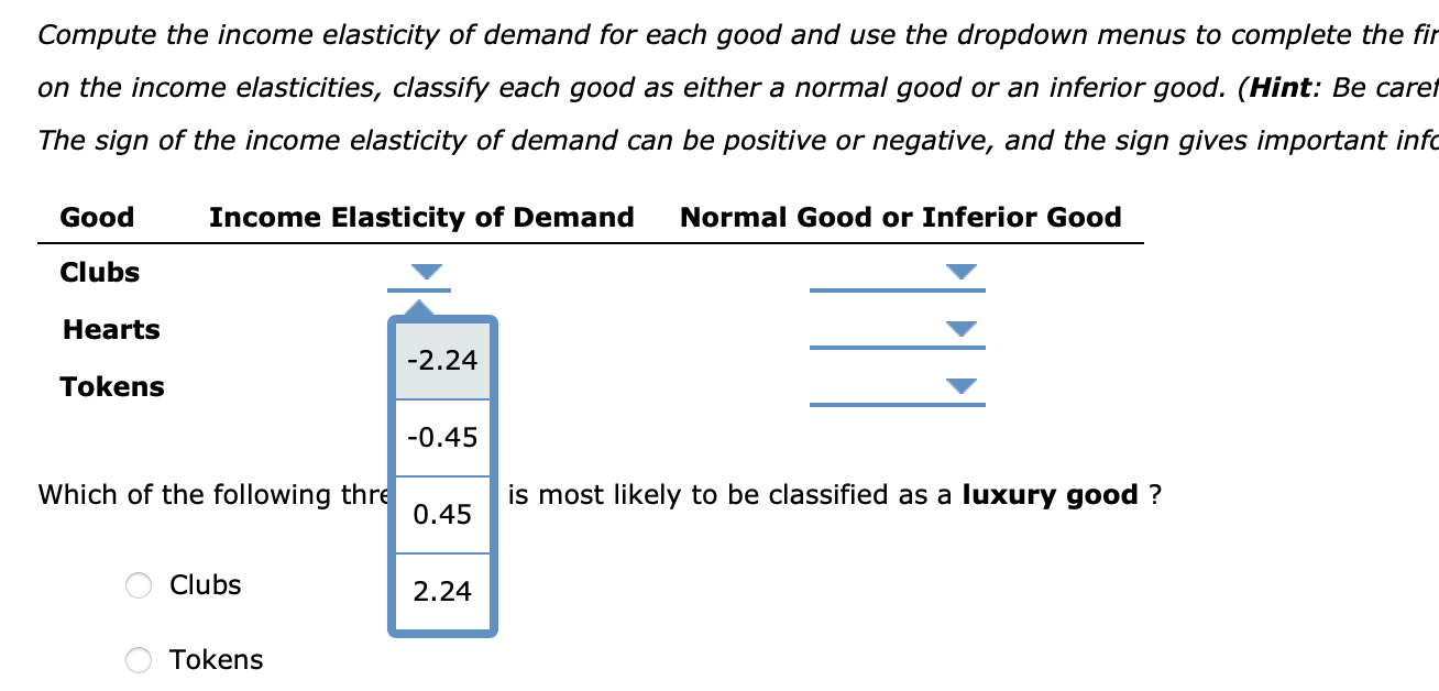 Solved Compute the income elasticity of demand for each good | Chegg.com