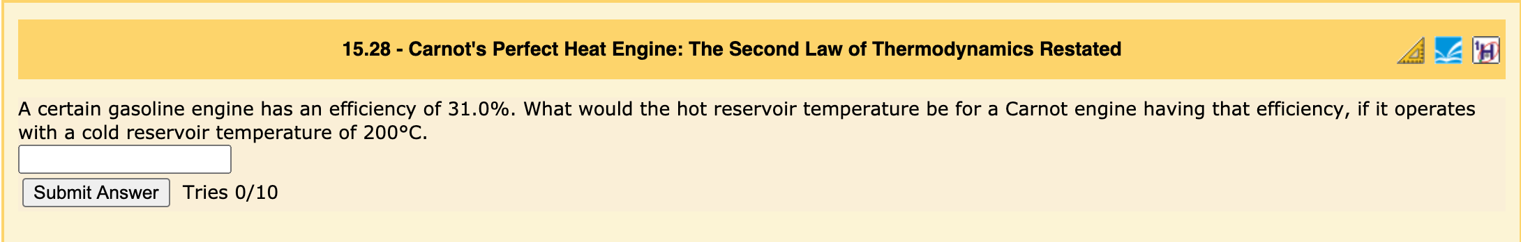 Solved 15.28 - Carnot's Perfect Heat Engine: The Second Law | Chegg.com