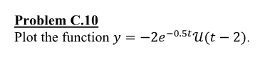 Solved Problem C.10 Plot the function y = -2e-0.5tU(t – 2). | Chegg.com