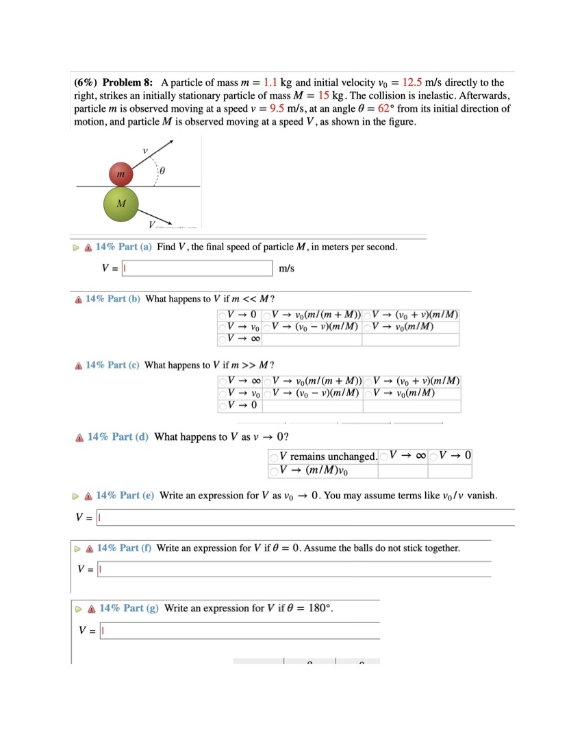 Solved 6 Problem 8 A Particle Of Mass M 1 1 Kg And