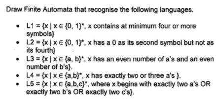 Draw Finite Automata that recognise the following | Chegg.com