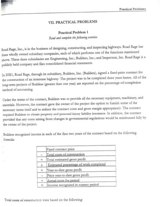 Solved Practical Problems VII. PRACTICAL PROBLEMS Practical | Chegg.com