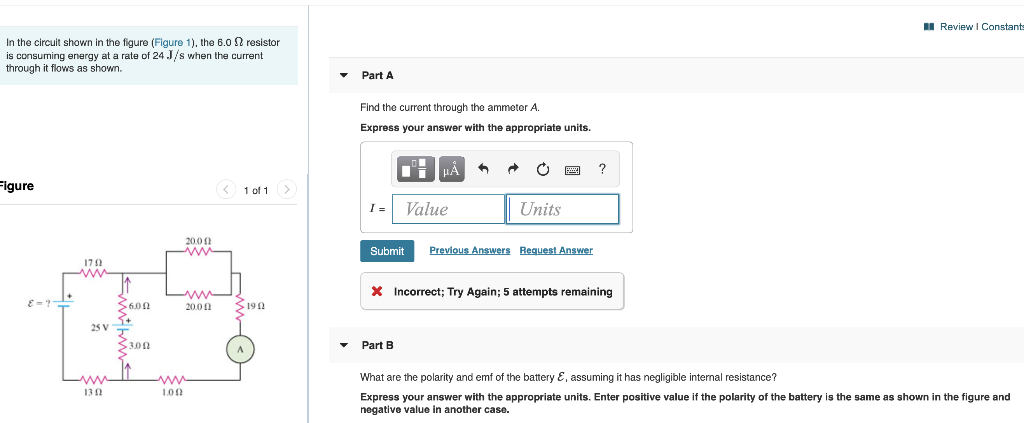 Solved II Review Constant In the circuit shown in the figure | Chegg.com