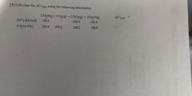 Solved 25) Calculate the AG rxn using the following | Chegg.com