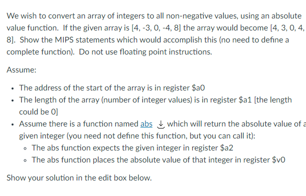 Solved We wish to convert an array of integers to all | Chegg.com