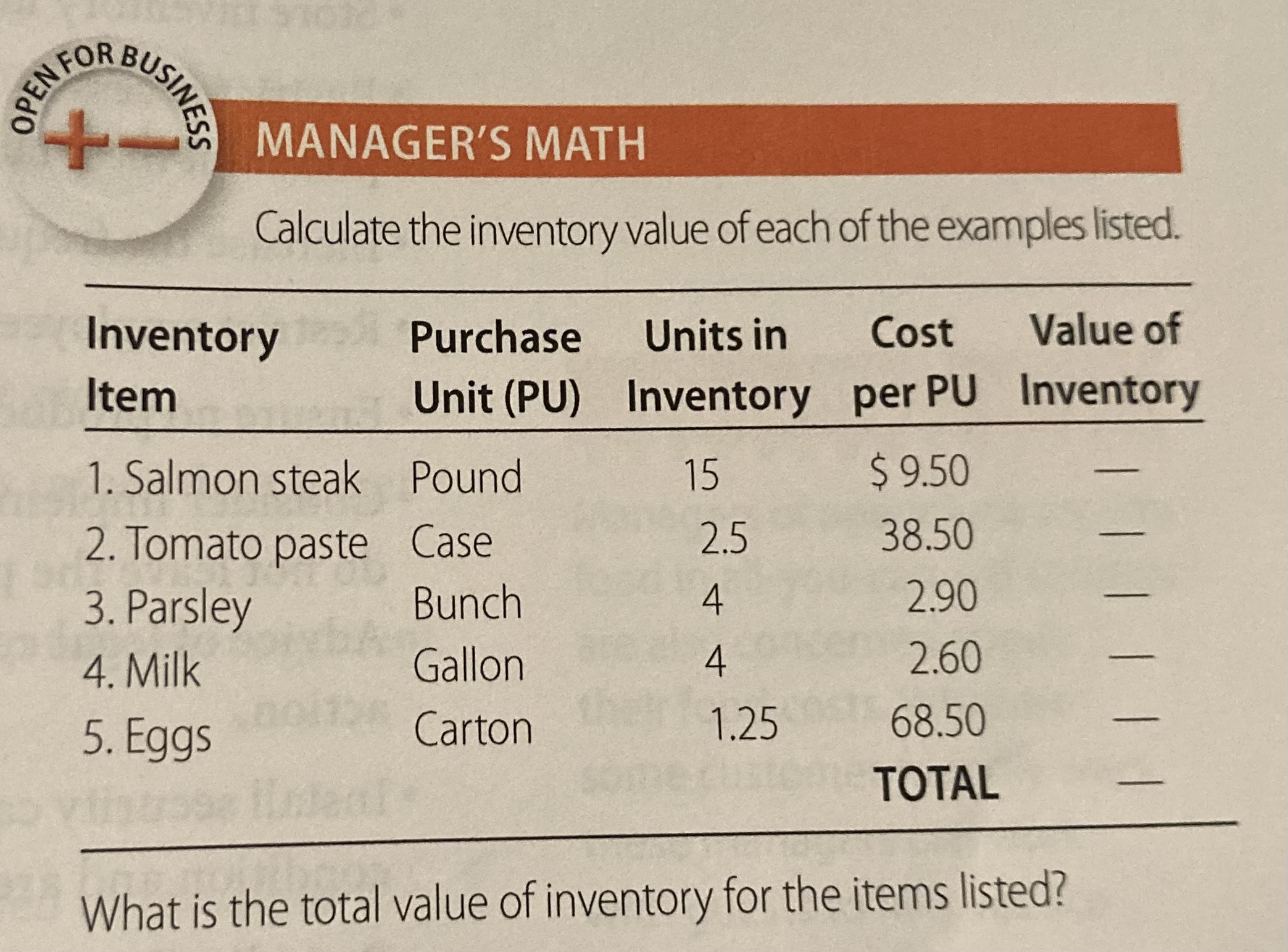 Solved Calculate the inventory value of each of the examples | Chegg.com