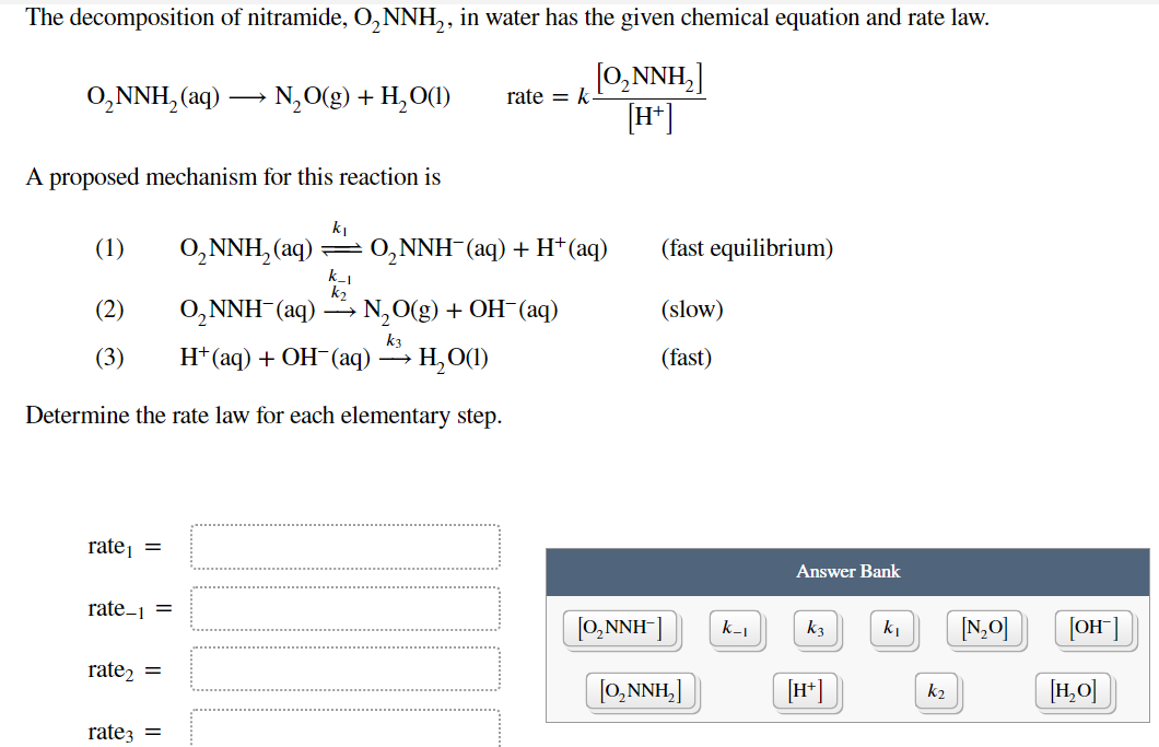Solved The decomposition of nitramide, O2NNH2, in water has | Chegg.com