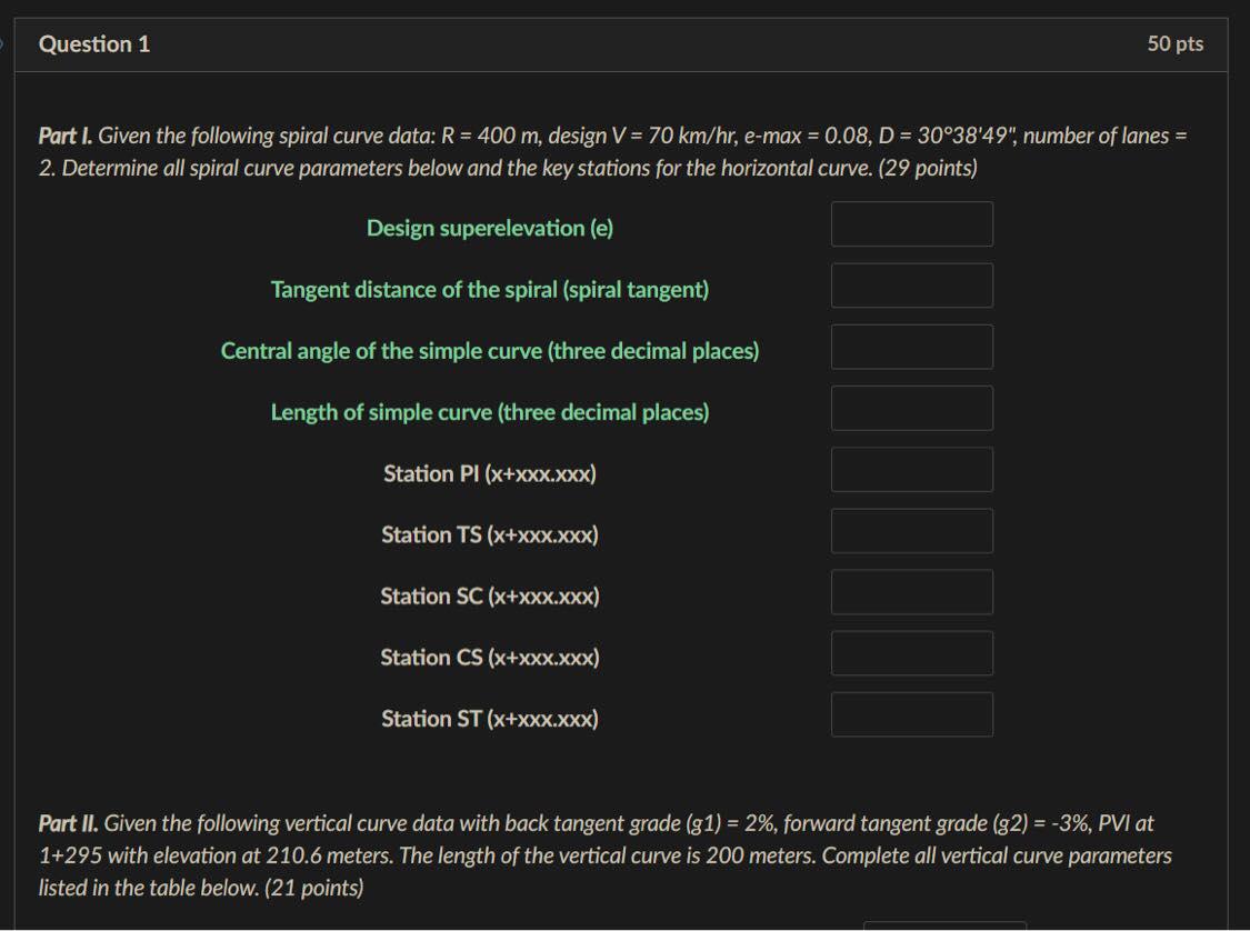 Solved Question 1 50 pts Part I. Given the following spiral | Chegg.com