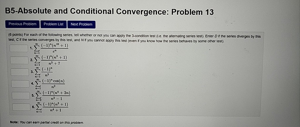 Solved B5-Absolute and Conditional Convergence: Problem 13 | Chegg.com