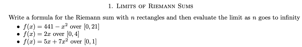 Solved Limits of Riemann SumsWrite a formula for the Riemann | Chegg.com