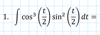 Solved 1. ∫cos3(2t)sin2(2t)dt= | Chegg.com