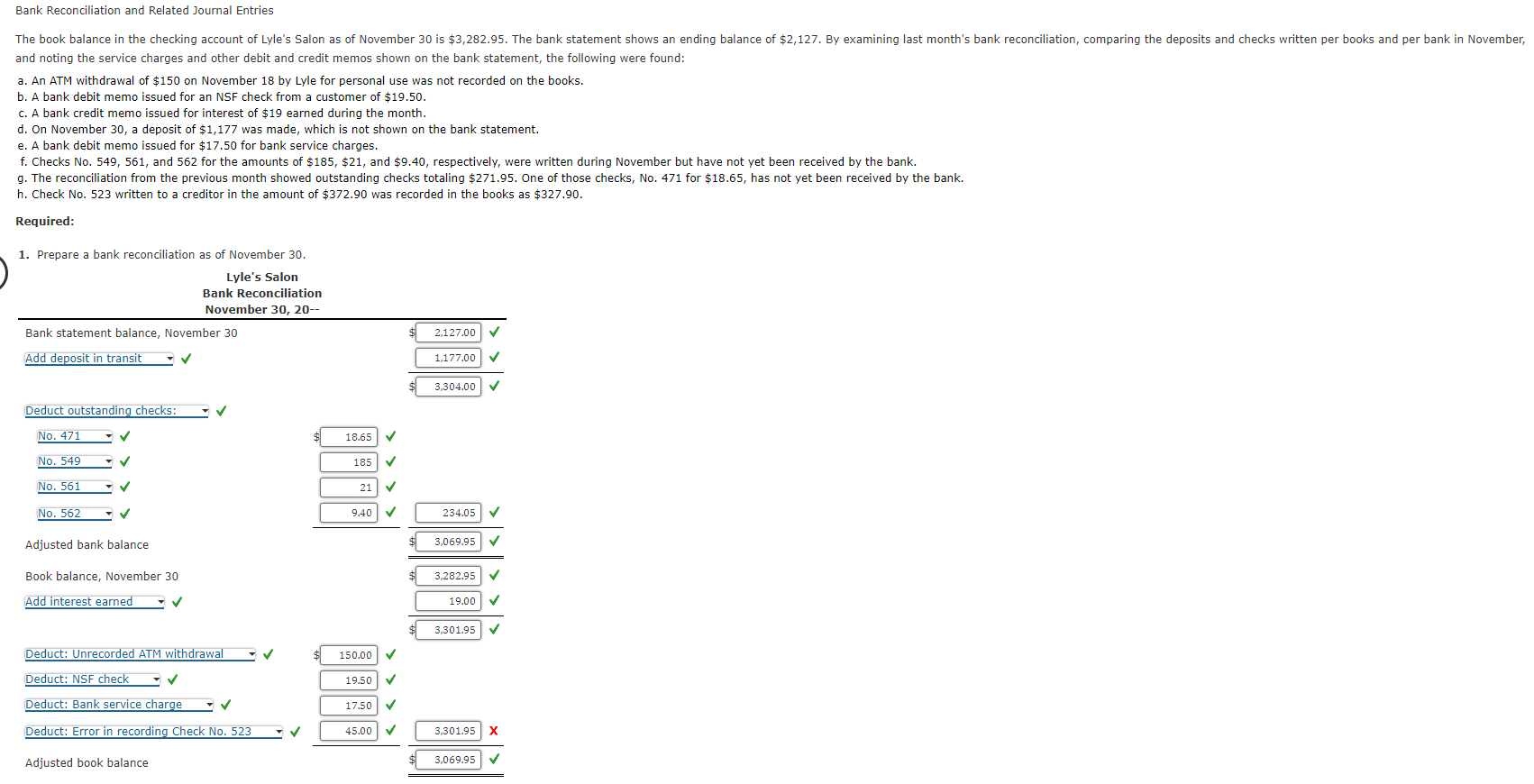 Solved and noting the service charges and other debit and | Chegg.com