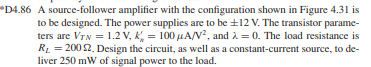 Solved 86 A source-follower amplifier with the configuration | Chegg.com