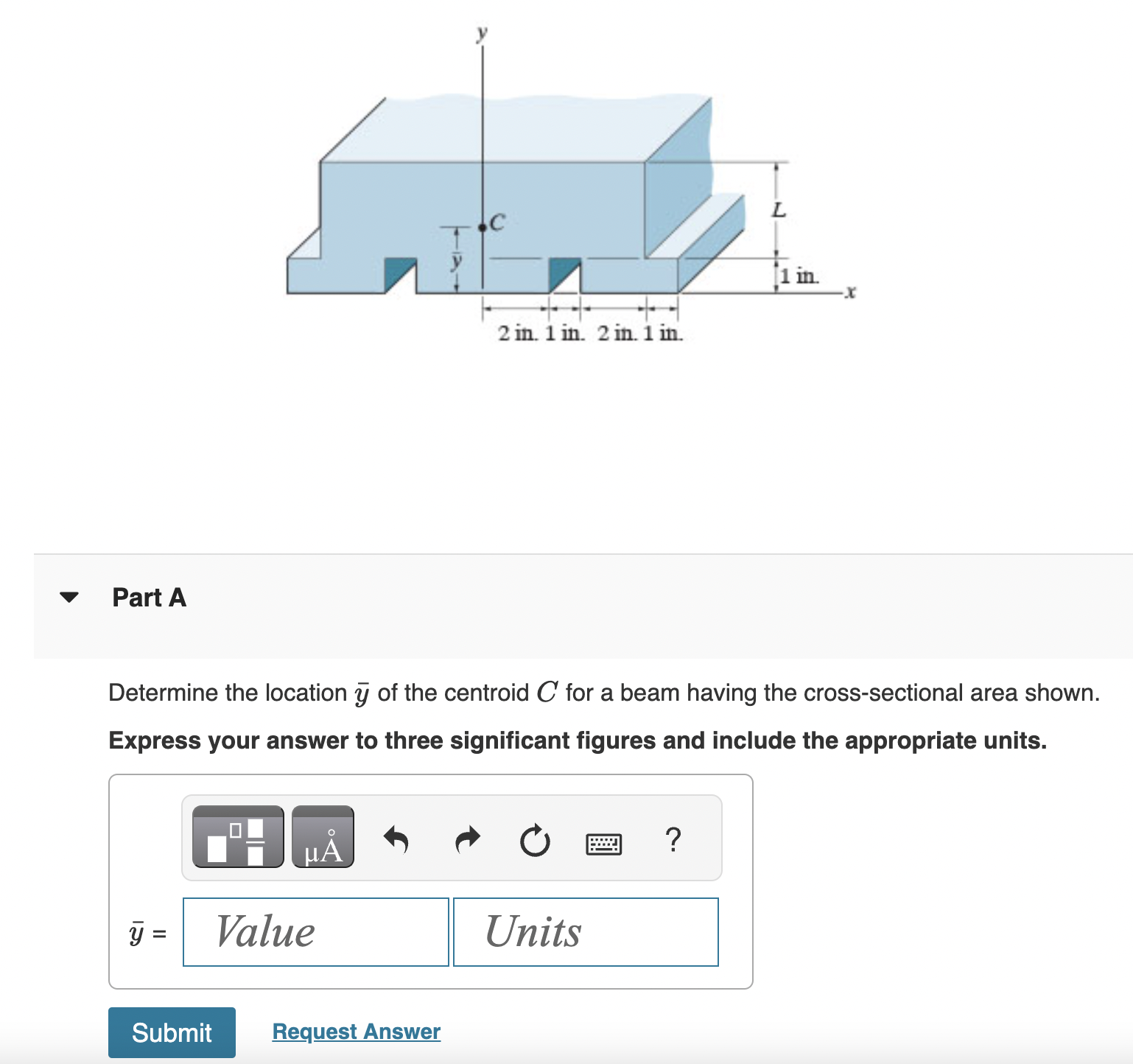 Solved Part ADetermine the location ?bar (y) ﻿of the | Chegg.com