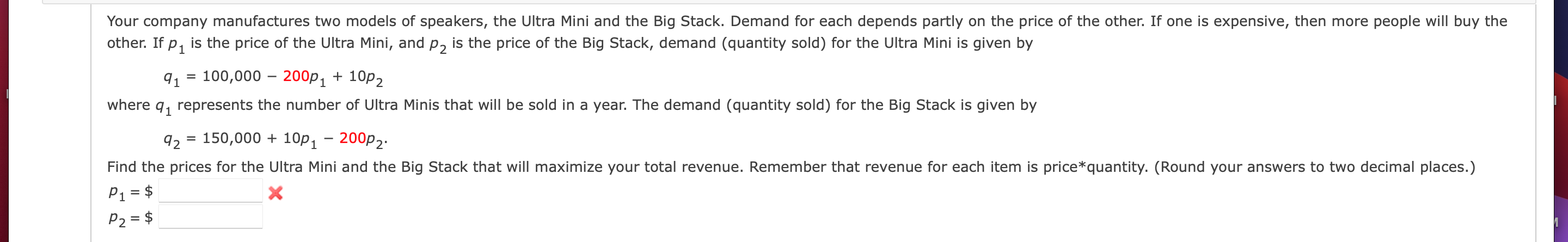 Solved Your company manufactures two models of speakers, the | Chegg.com