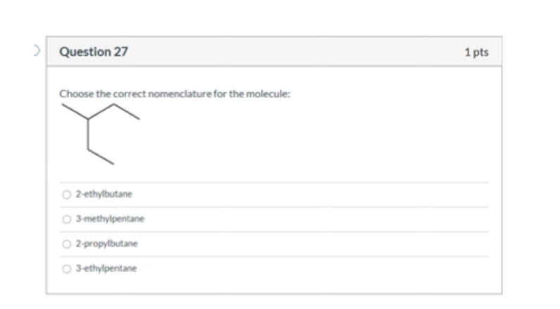 Solved > Question 27 1 pts Choose the correct nomenclature | Chegg.com