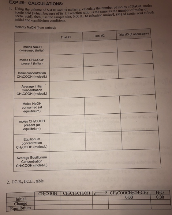 Given the values in the first photos (DATA EXP #5) | Chegg.com