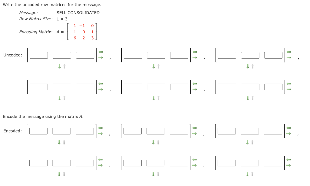 Write the uncoded row matrices for the message. | Chegg.com