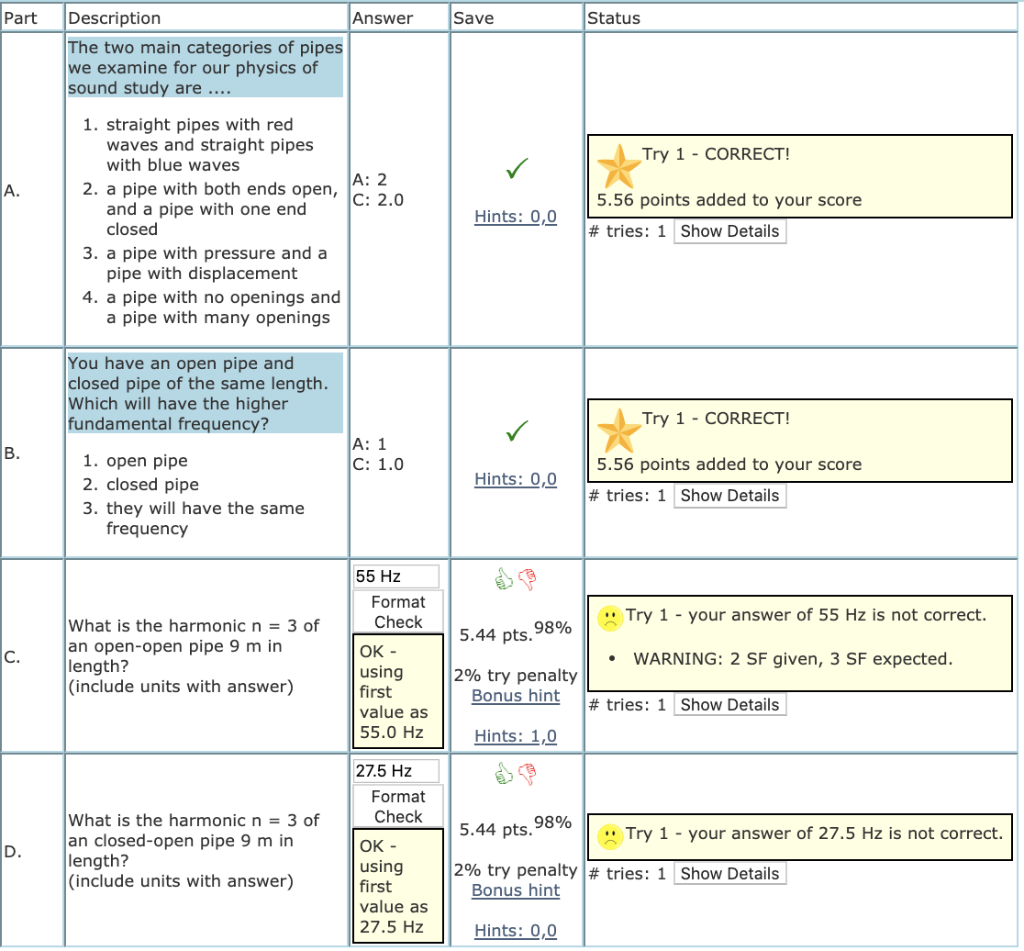 Solved Part Save Status Description Answer The two main | Chegg.com
