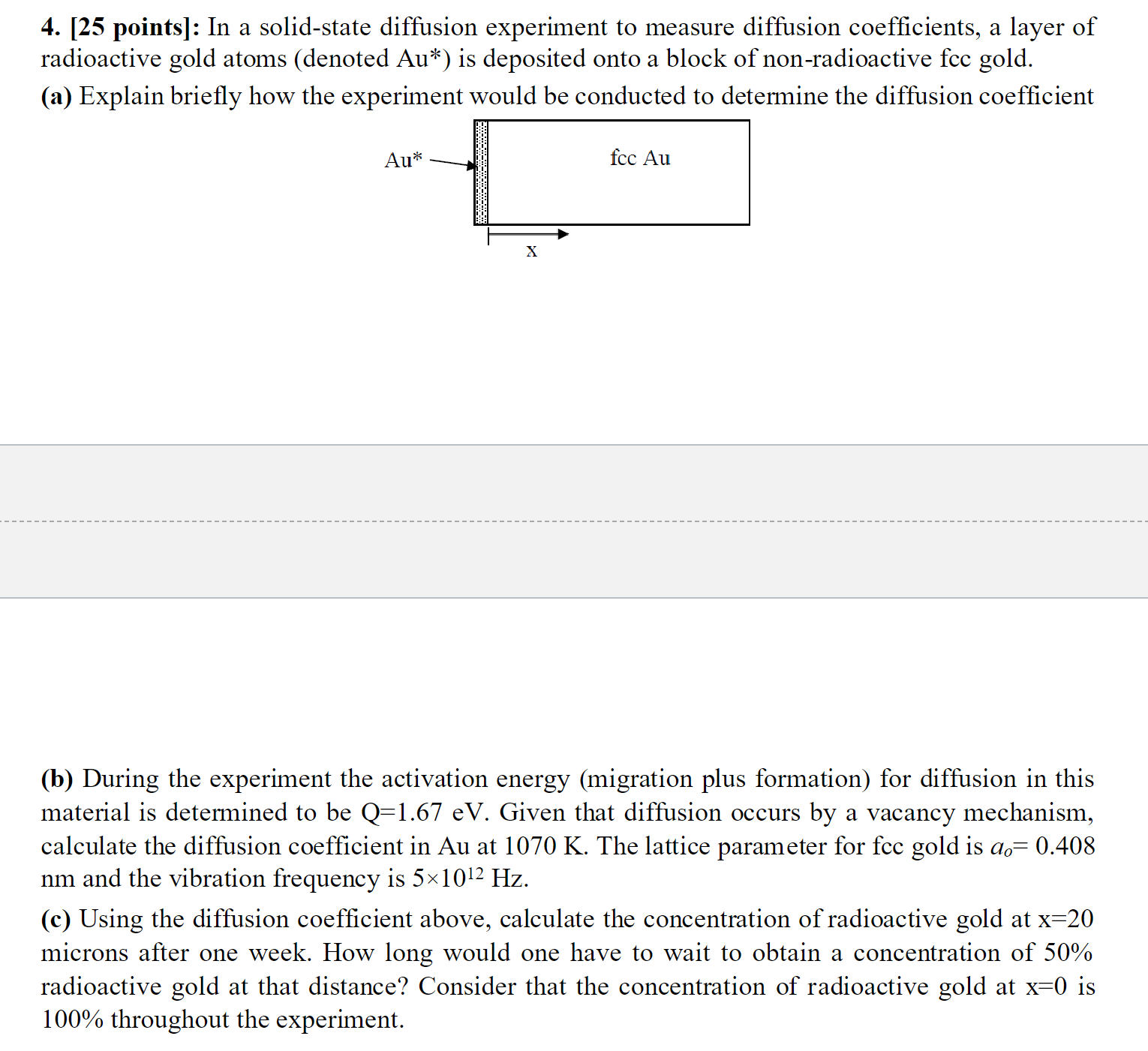 Solved [25 ﻿points]: In a solid-state diffusion experiment | Chegg.com