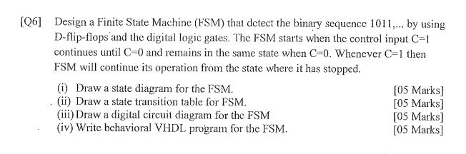 Solved [Q6] ﻿Design a Finite State Machine (FSM) ﻿that | Chegg.com