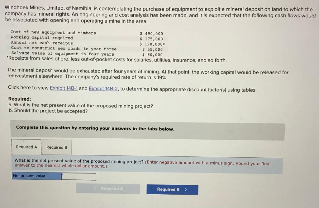Solved Windhoek Mines, Limited, of Namibia, is contemplating | Chegg.com