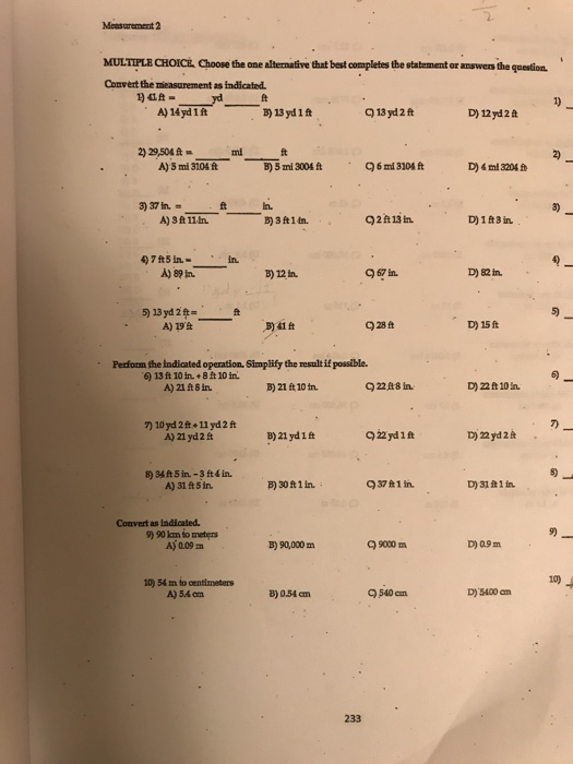 Solved MULTPLE CHOICE Choose the one alternative that best | Chegg.com