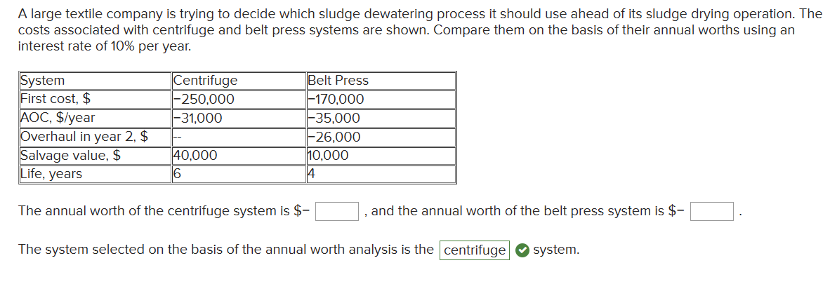 Solved A large textile company is trying to decide which | Chegg.com
