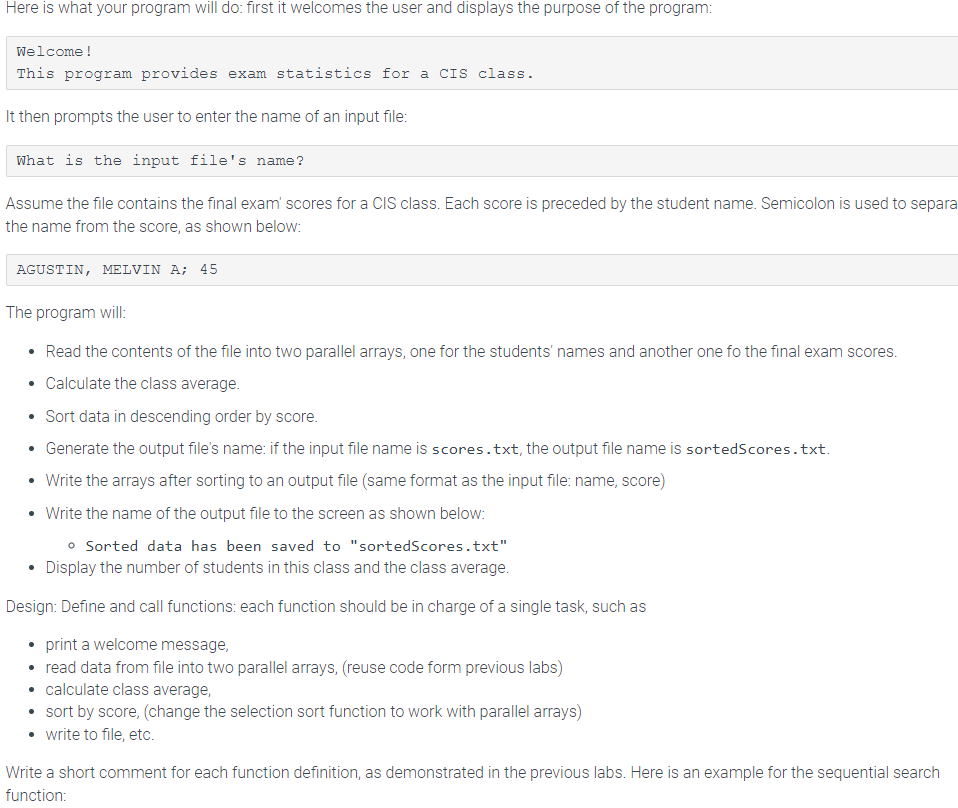 Solved Here is what your program will do: first it welcomes | Chegg.com