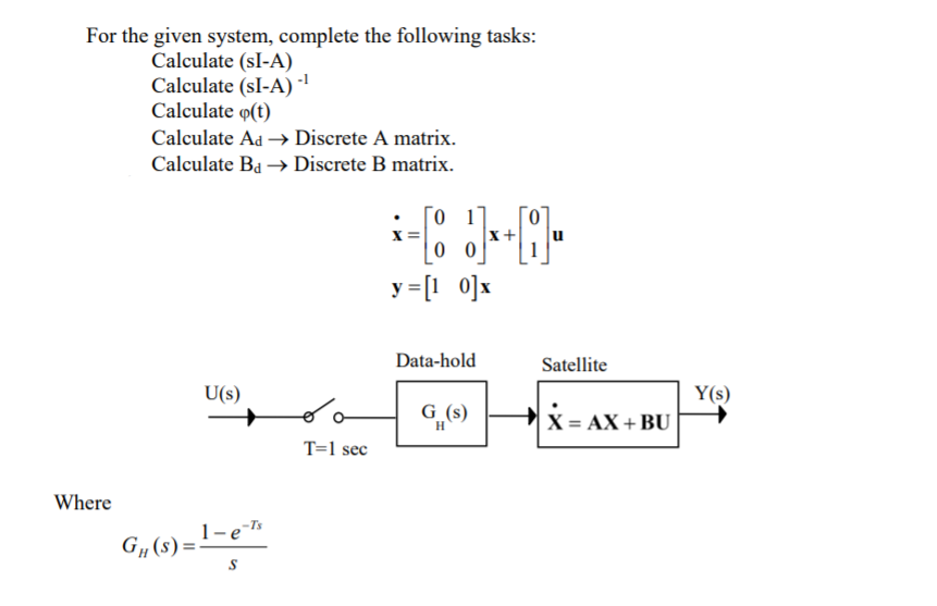 Solved For the given system, complete the following tasks: | Chegg.com