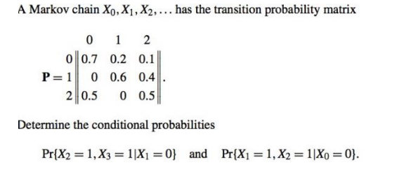 Solved A Markov chain Xo, X1, X2,... has the transition | Chegg.com