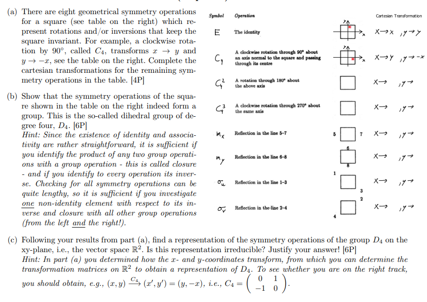 Solved (a) There are eight geometrical symmetry operations | Chegg.com