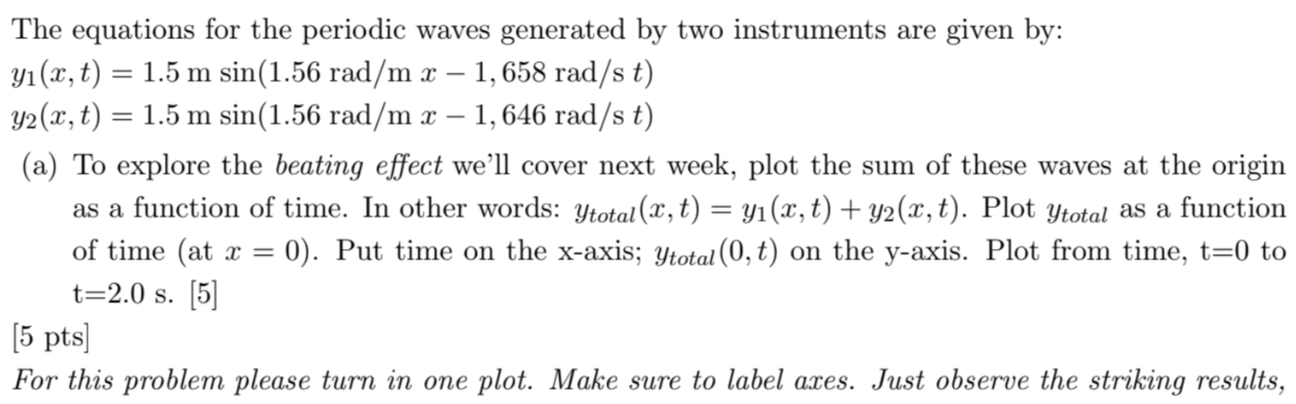 Solved = = The equations for the periodic waves generated by | Chegg.com