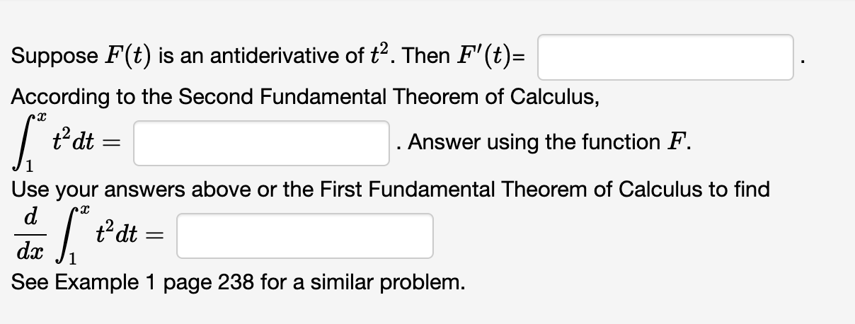 Solved Suppose F(t) is an antiderivative of t2. Then F′(t)= | Chegg.com