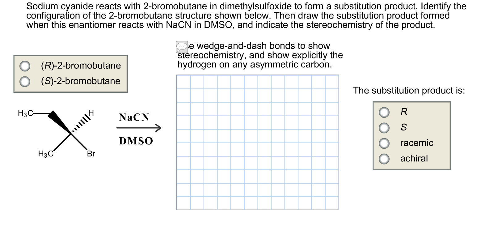 Solved Sodium cyanide reacts with 2-bromobutane in | Chegg.com