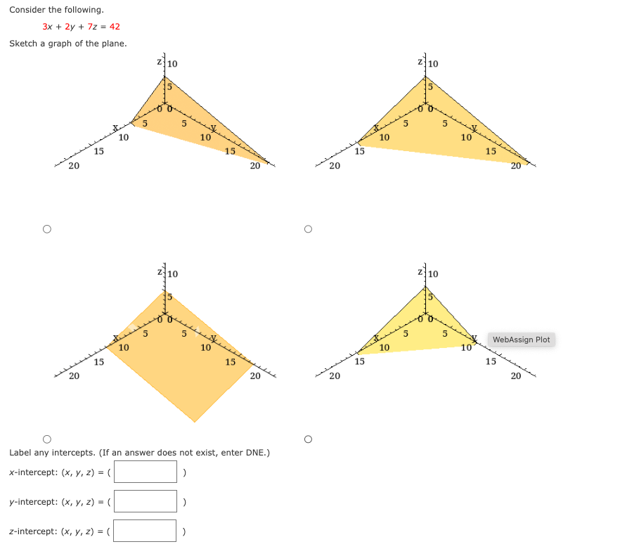 Solved Consider the following. 3x+2y+7z=42 Sketch a graph of | Chegg.com